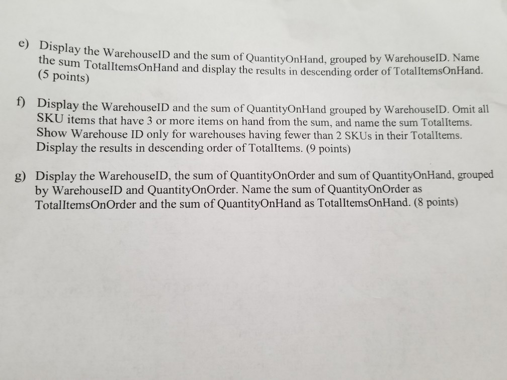 Solved 2. Use the INVENTORY table to write SOL statements | Chegg.com