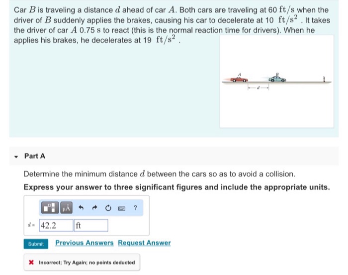 Solved Car B is traveling a distance d ahead of car A. Both | Chegg.com