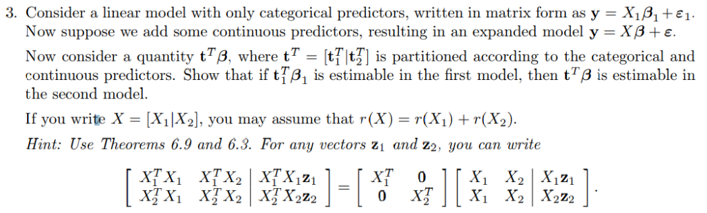 Solved 3. Consider a linear model with only categorical | Chegg.com