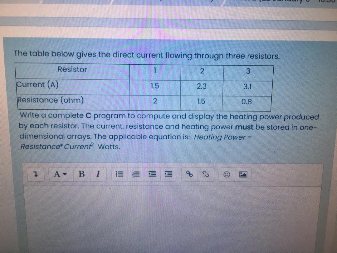 Solved The table below gives the direct current flowing | Chegg.com