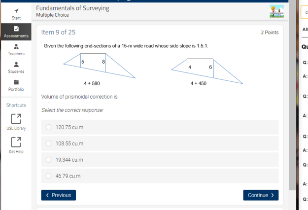 a. volume of its prismoidal correction b. volume by | Chegg.com
