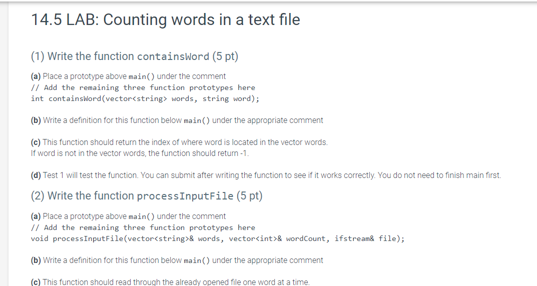 Solved 14.5 LAB: Counting words in a text file (1) Write the | Chegg.com