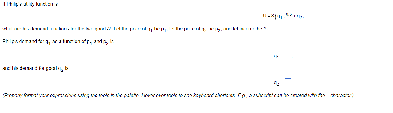 Solved If Philip's utility function is U= 8(41) 0.5 + +02 | Chegg.com