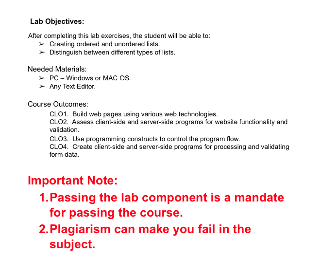 Lab Objectives: After completing this lab exercises, | Chegg.com