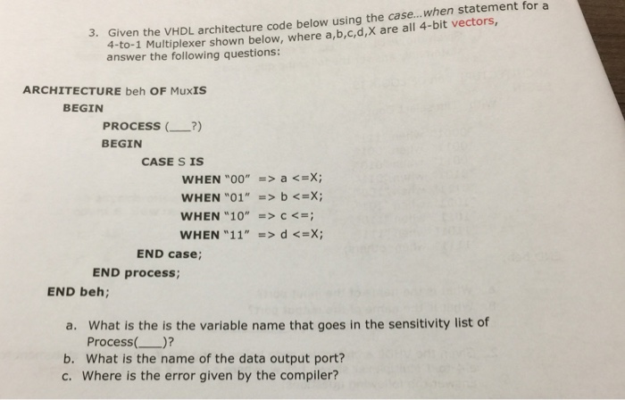 Solved Given The Vhdl Architecture Code Below Using The 4313