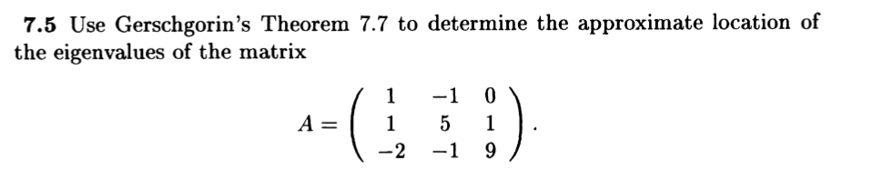 Solved 7.5 Use Gerschgorin's Theorem 7.7 to determine the | Chegg.com