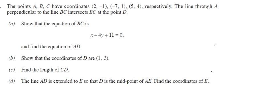Solved The points A,B,C have coordinates | Chegg.com