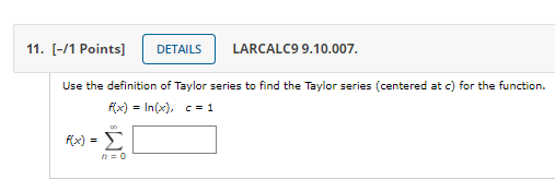 Solved 11. [-/1 Points) DETAILS LARCALC9 9.10.007. Use the | Chegg.com Solved 11. [-/1 Points) DETAILS LARCALC9 9.10.007. Use the | Chegg.com