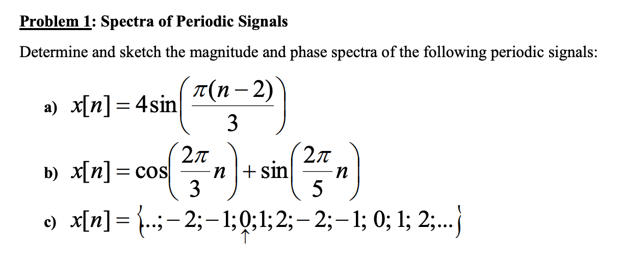 Solved Problem 1: Spectra of Periodic Signals Determine and | Chegg.com