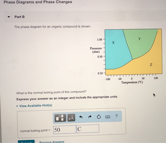 Solved Phase Diagrams and Phase Changes Part B The phase | Chegg.com