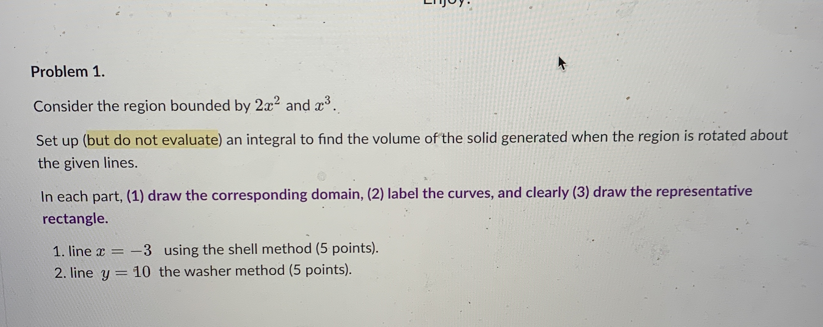 Solved Problem 1.Consider the region bounded by \( 2 | Chegg.com