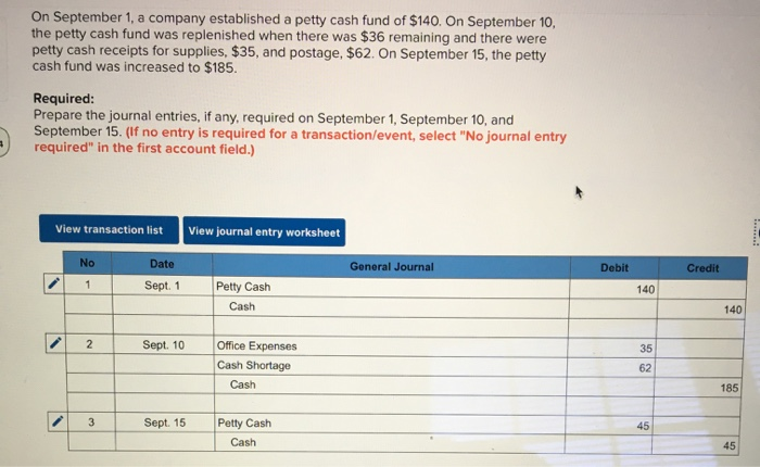 Solved On September 1, a company established a petty cash | Chegg.com