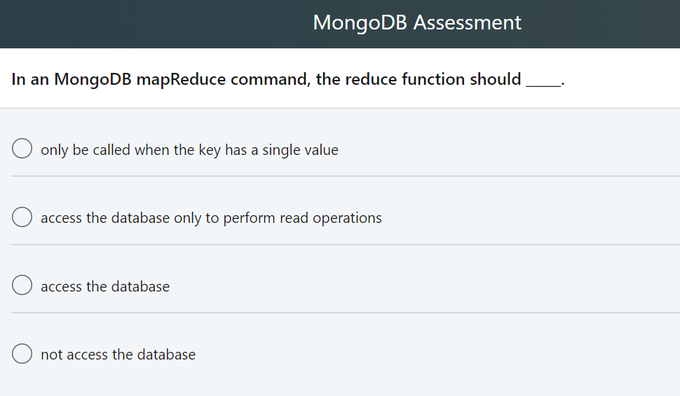 Solved MongoDB Assessment How do you create a document with | Chegg.com