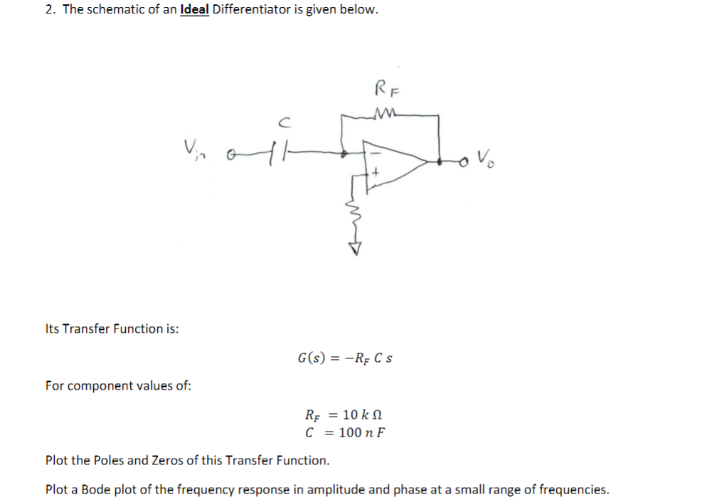 Solved The schematic of an Ideal Differentiator is given | Chegg.com