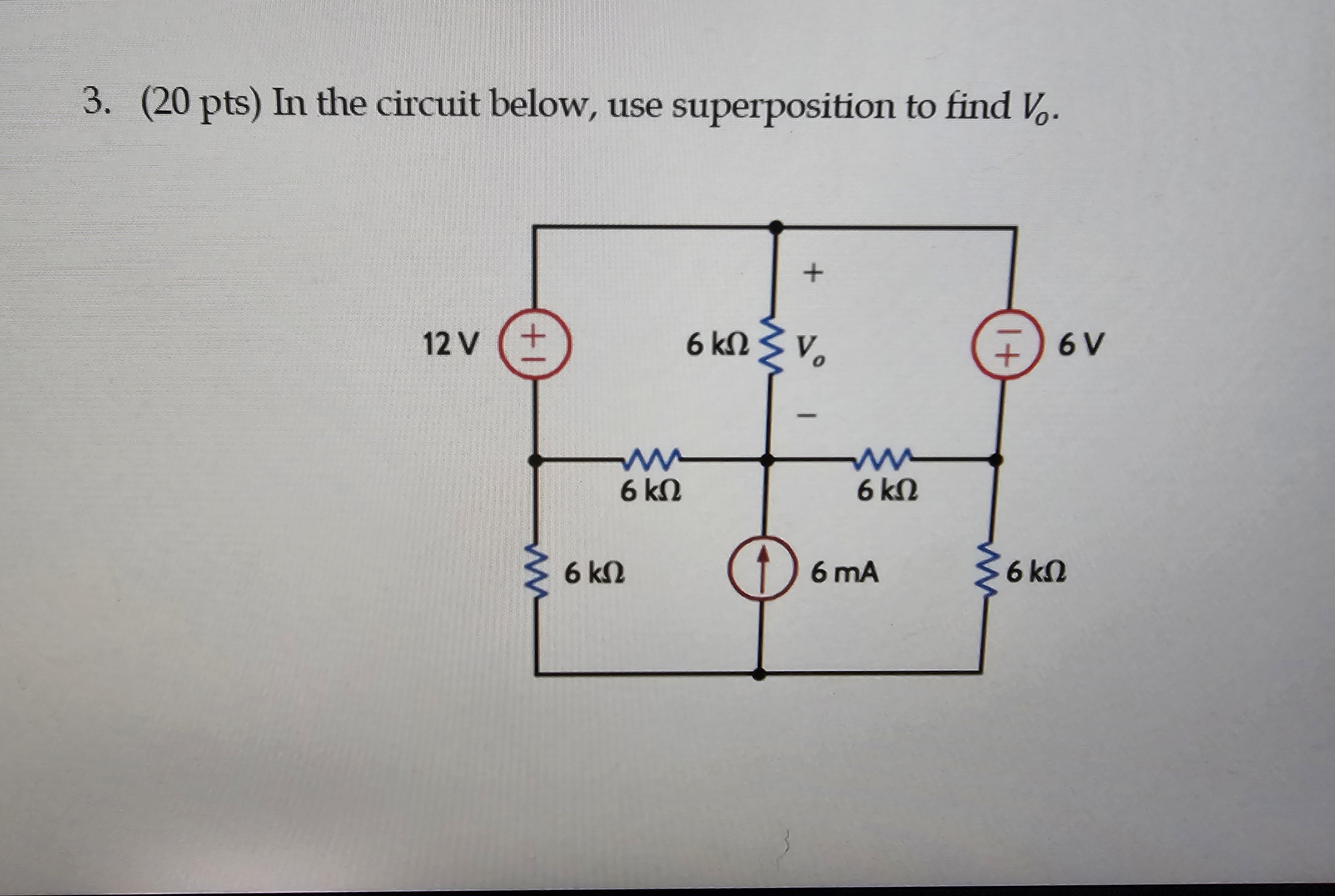 Solved 3. (20pts) In the circuit below, use superposition to | Chegg.com