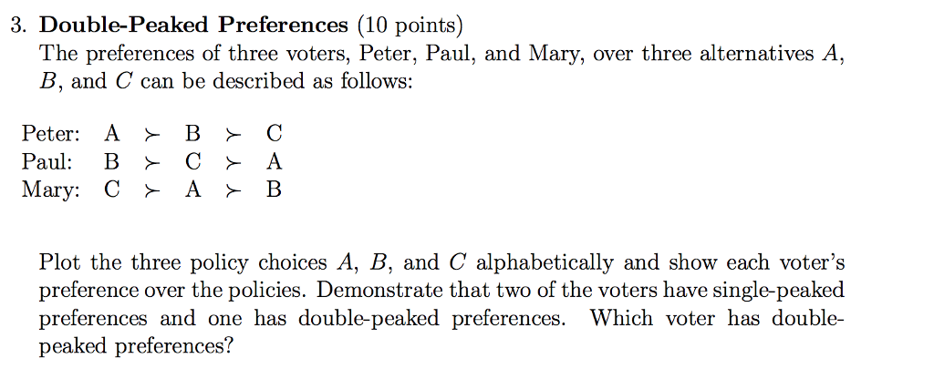 Solved 3. Double-Peaked Preferences (10 points) The | Chegg.com
