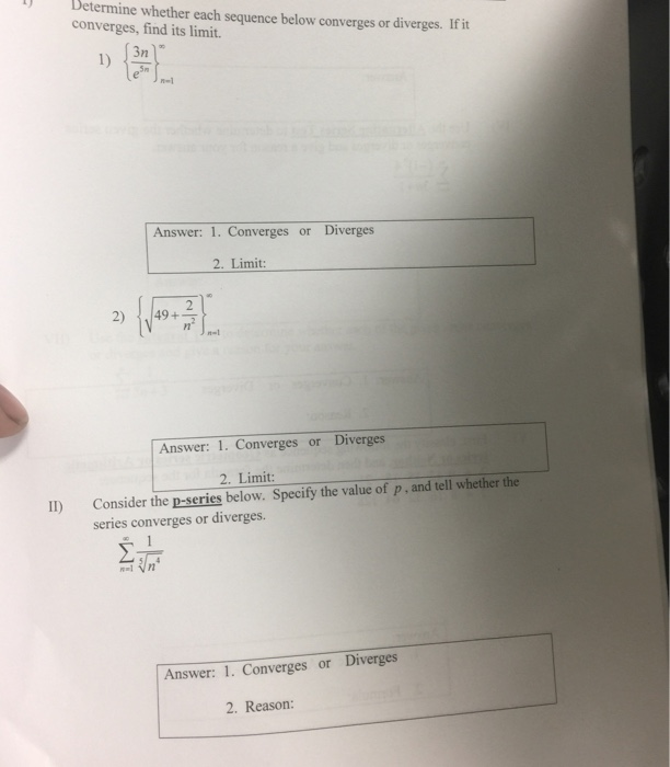 Solved Determine whether each sequence below converges or | Chegg.com