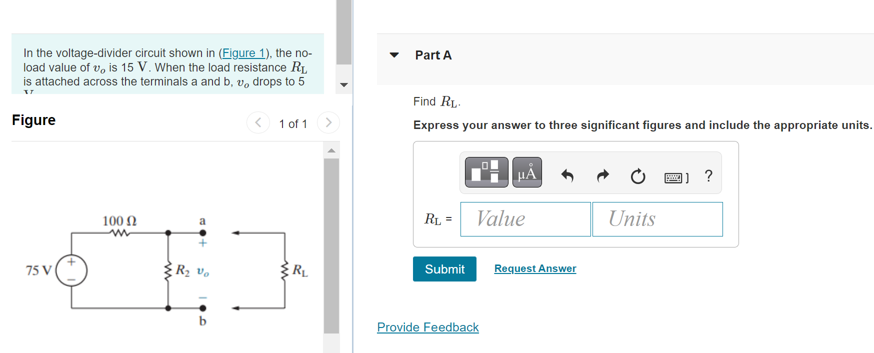 Solved In the voltage-divider circuit shown in load value of | Chegg.com