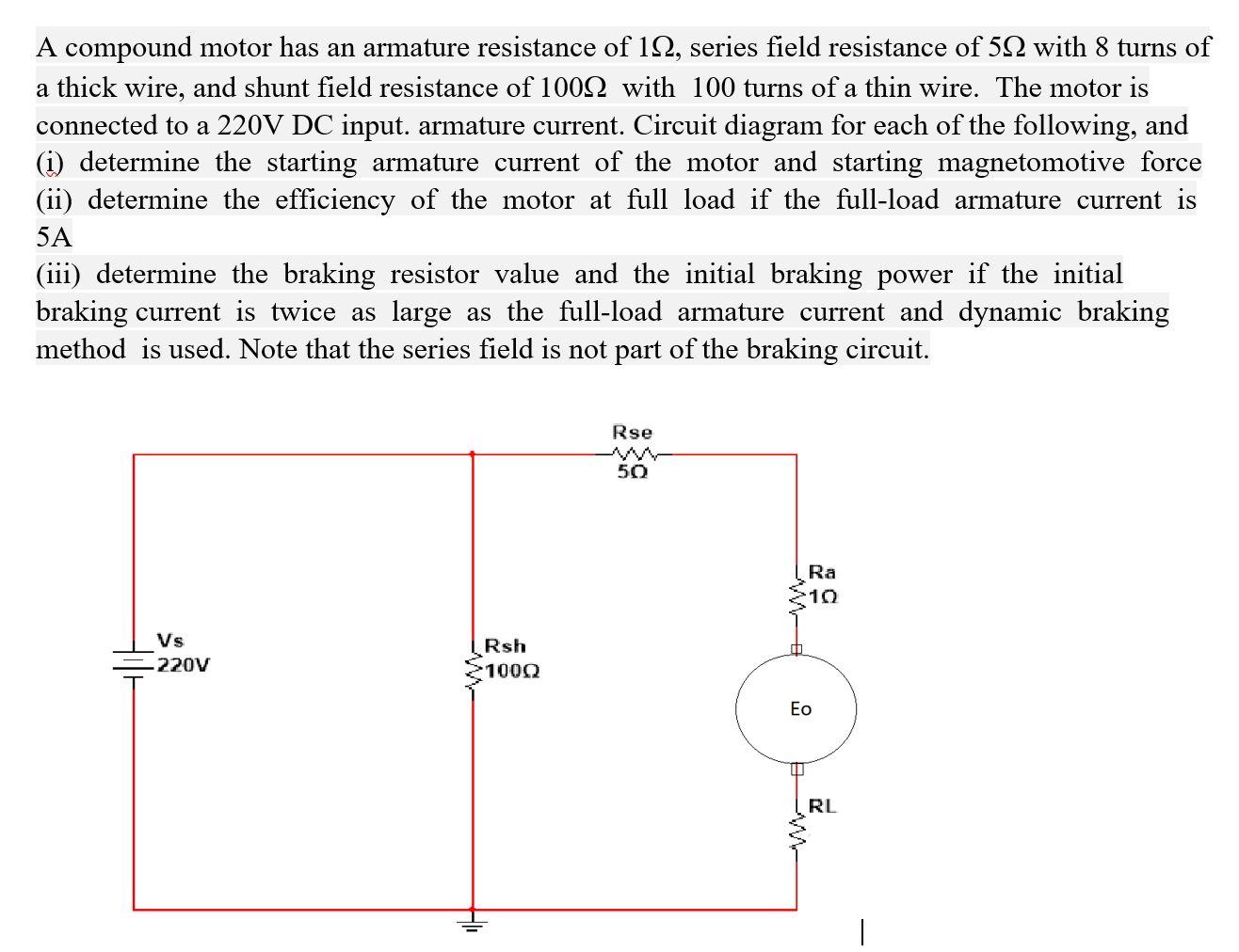 Solved A compound motor has an armature resistance of 1Ω, | Chegg.com
