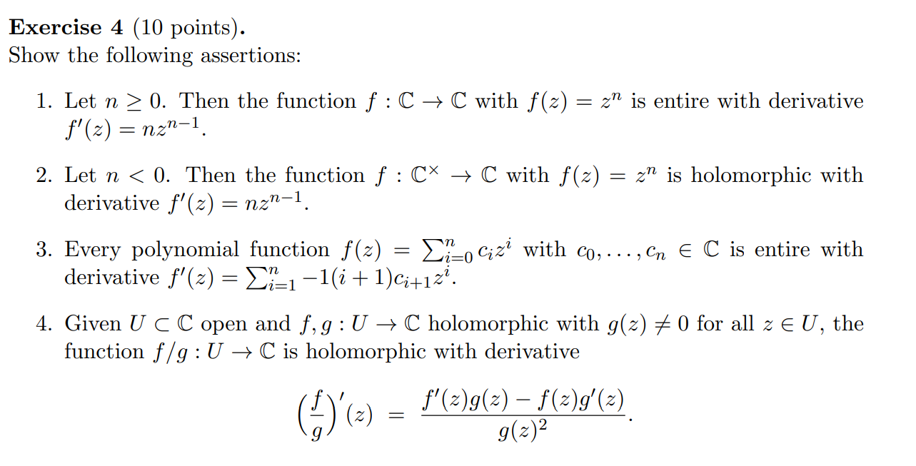 Solved Exercise 4 (10 points). Show the following | Chegg.com
