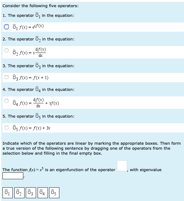 Solved Consider the following five operators: 1. The | Chegg.com