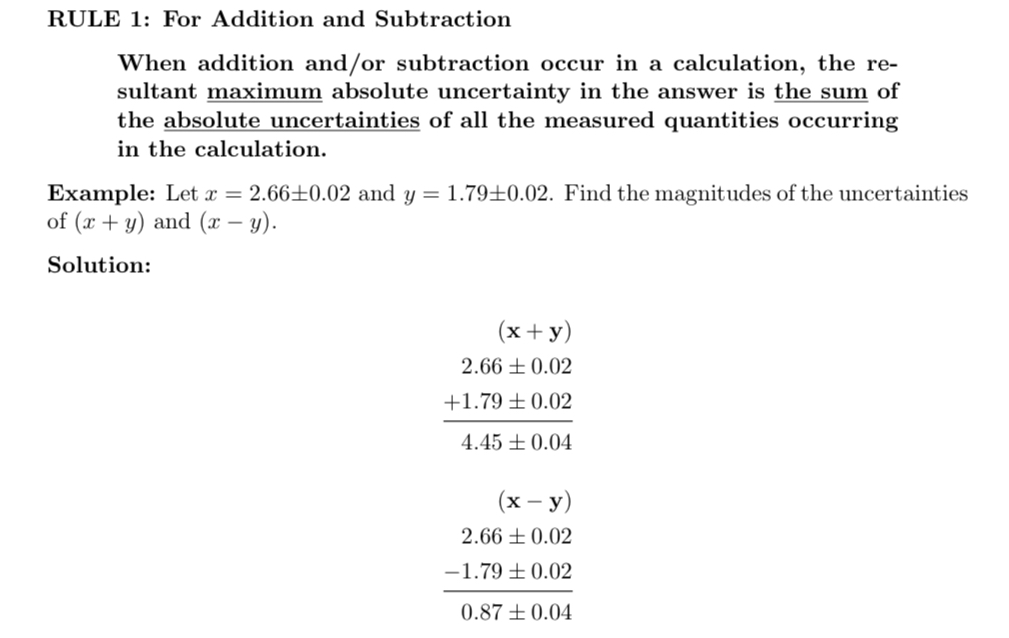 Solved RULE 1: For Addition and Subtraction When addition | Chegg.com