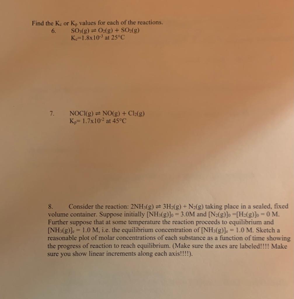 Solved Find the Kc or Kp values for each of the reactions. | Chegg.com