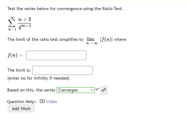 Solved Test the series below for convergence using the Ratio | Chegg.com