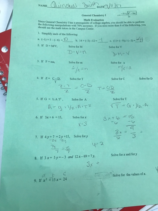 Solved Since General Chemistry I has a prerequisite of | Chegg.com