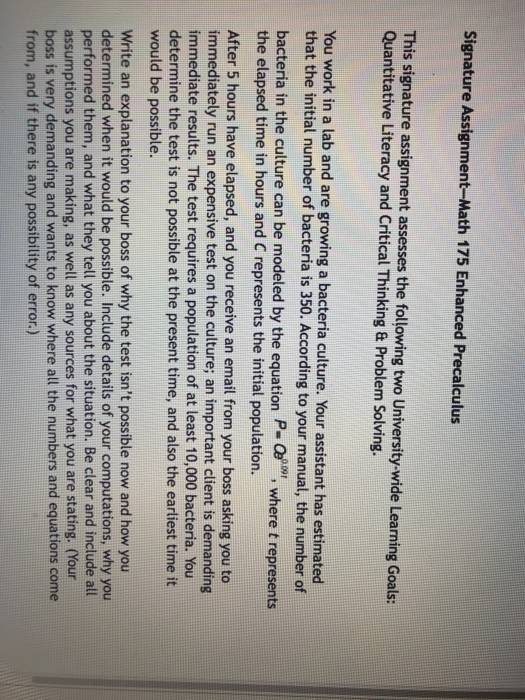 Solved Signature Assignment-Math 175 Enhanced Precalculus | Chegg.com