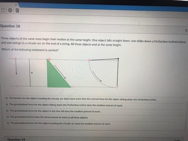 Solved Question 18 5 Three objects of the same mass begin | Chegg.com