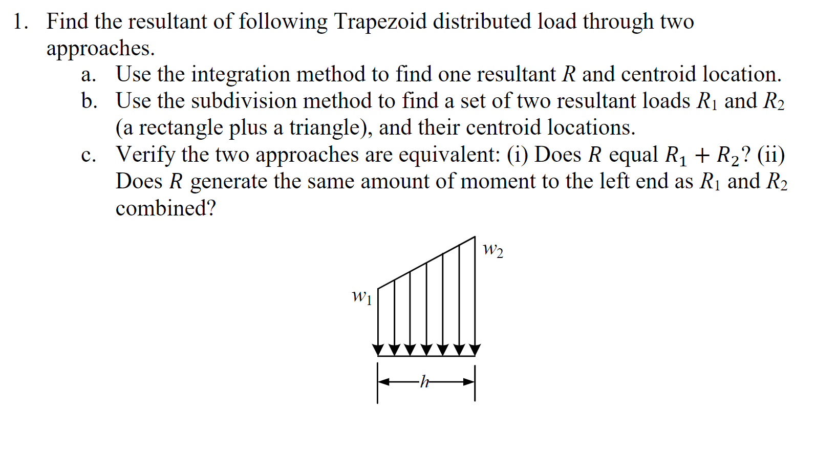 Solved 1. Find the resultant of following Trapezoid | Chegg.com