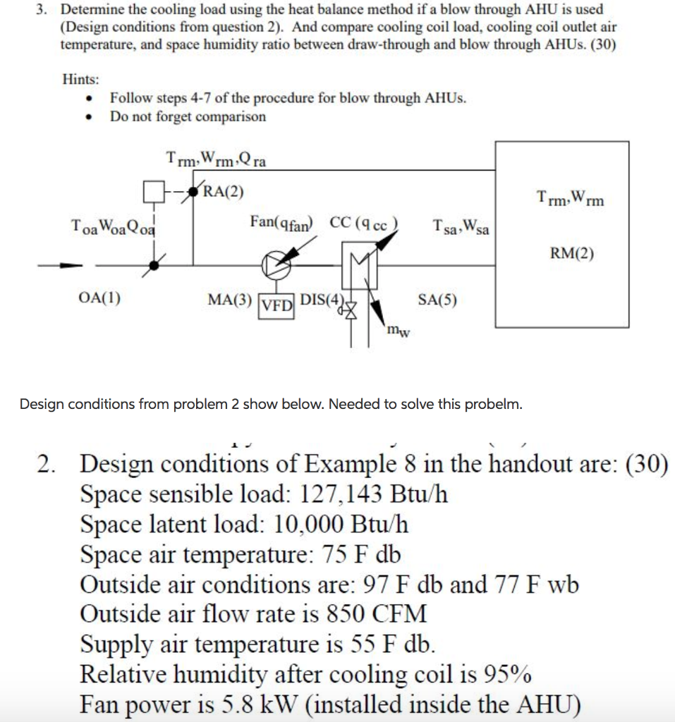 3. Determine the cooling load using the heat balance | Chegg.com