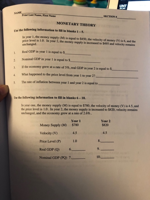 Solved UNT NAME Print Last Name, First Name SECTION # | Chegg.com