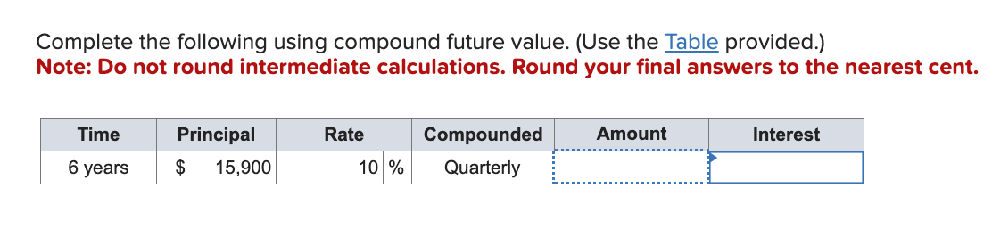 Solved Complete the following using compound future value. | Chegg.com