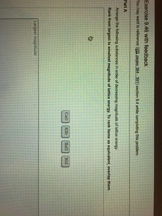 Solved Arrange the following substances in order of | Chegg.com