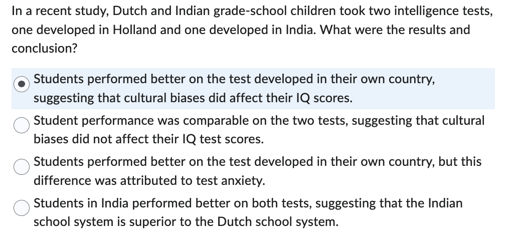 Solved In a recent study, Dutch and Indian grade-school | Chegg.com