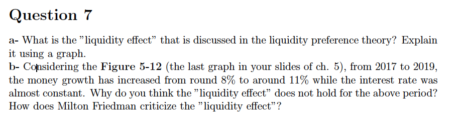 Question 7 a- What is the ”liquidity effect” that is | Chegg.com