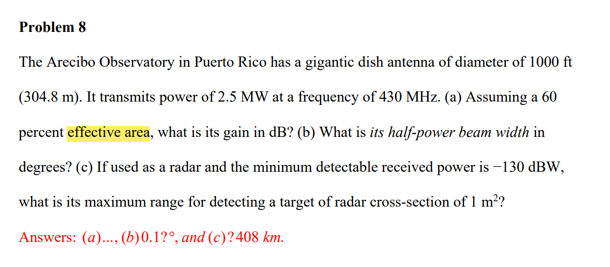 Solved The Arecibo Observatory in Puerto Rico has a gigantic | Chegg.com