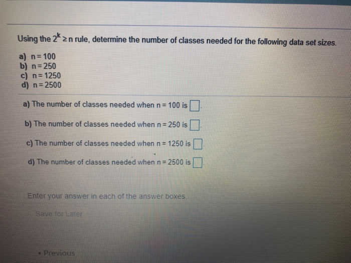 Solved Using the 2* 2 n rule, determine the number of | Chegg.com