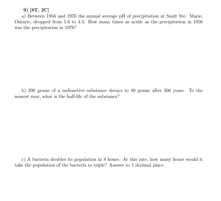 Solved 9) [8 T,2C] a) Between 1956 and 1976 the annual | Chegg.com