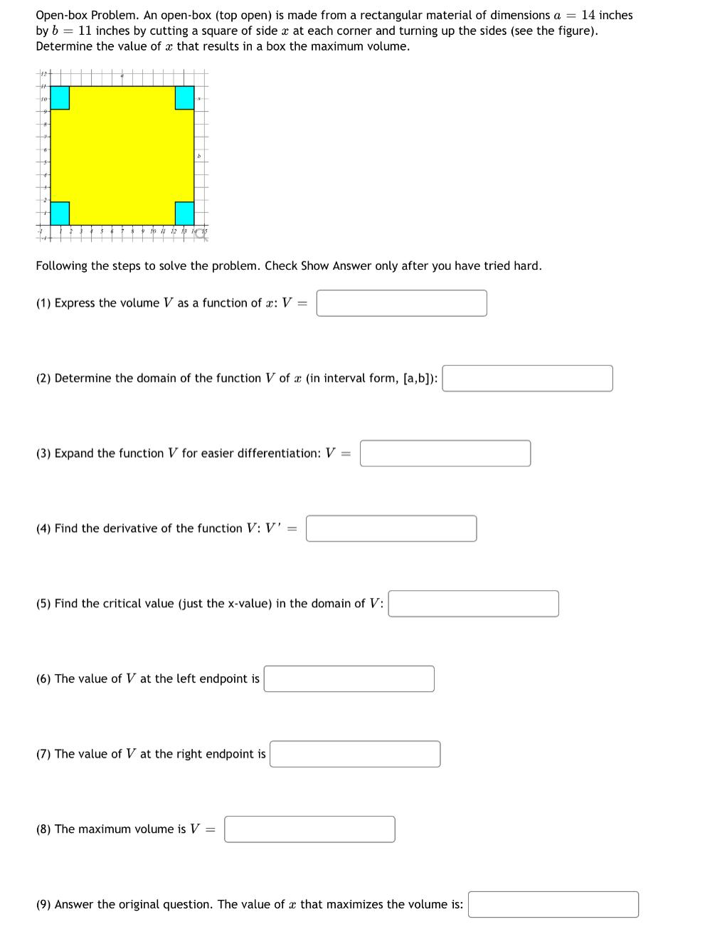 Solved Open Box Problem An Open Box Top Open Is Made From 