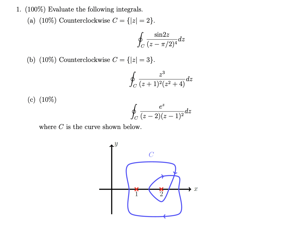 Solved (a) (10\%) Counterclockwise C={∣z∣=2}. | Chegg.com