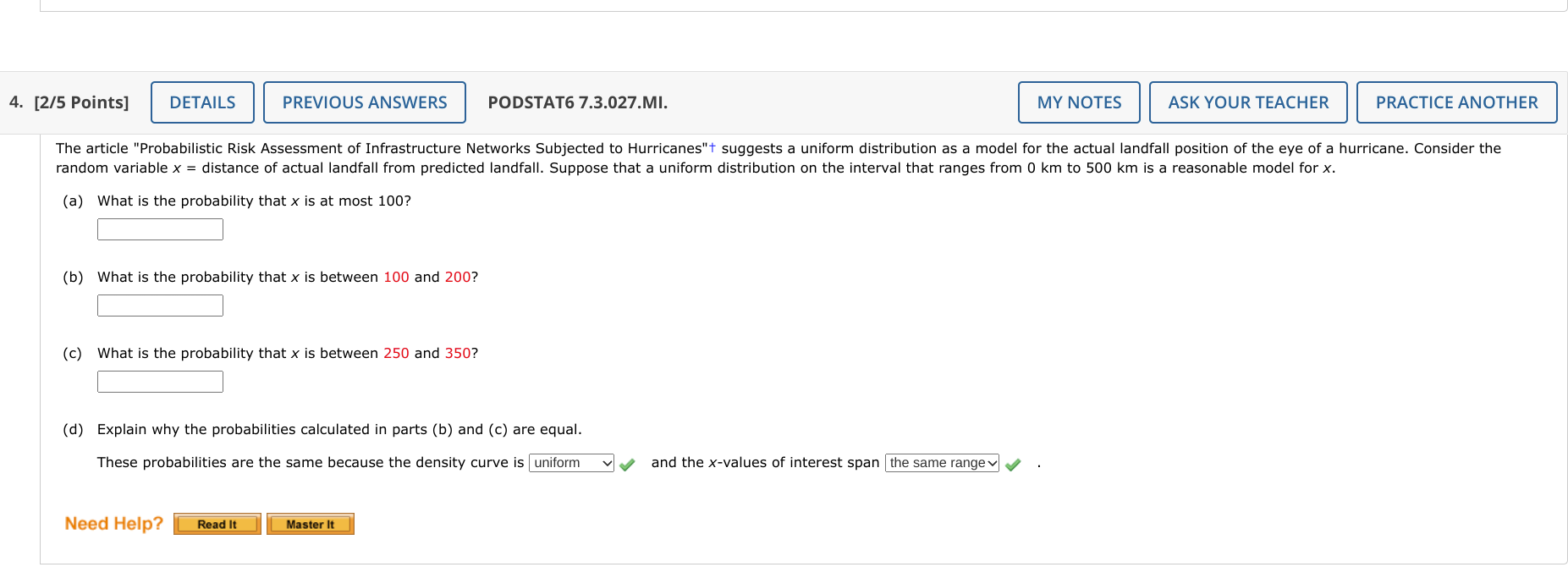 Solved (a) What is the probability that x is at most 100 ? | Chegg.com