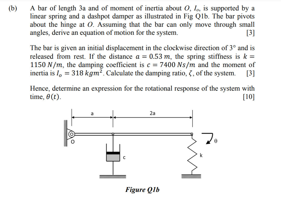 Solved (b) A bar of length 3a and of moment of inertia about | Chegg.com