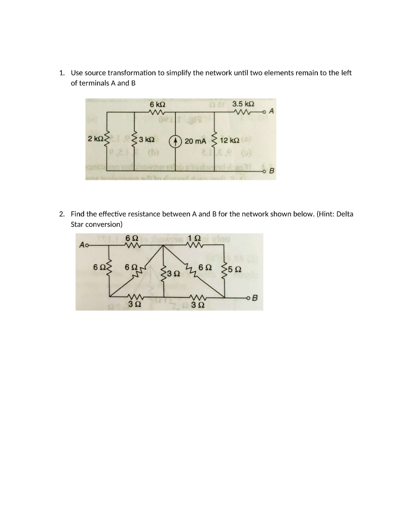 Solved 1. Use source transformation to simplify the network | Chegg.com