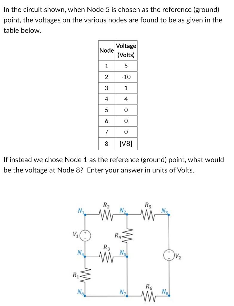 Solved In the circuit shown, when Node 5 is chosen as the | Chegg.com