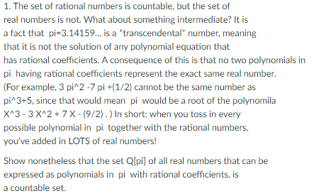 1. The set of rational numbers is countable, but the | Chegg.com