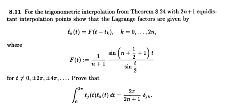 Solved 8.11 For the trigonometric interpolation from Theorem | Chegg.com