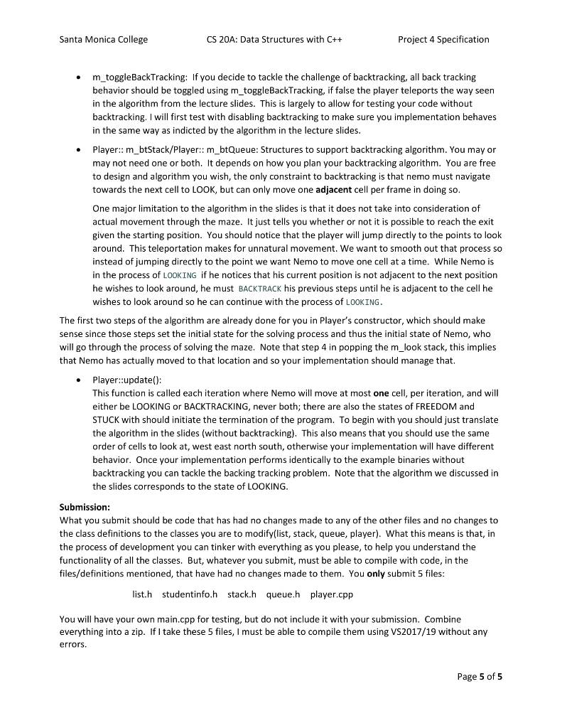 Solved Santa Monica College CS 20A: Data Structures with C++ | Chegg.com